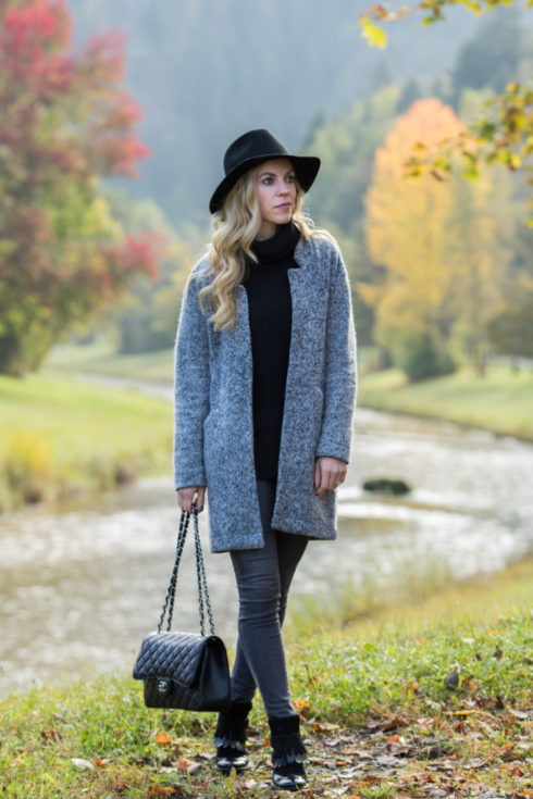 { Fall Drive in Germany: Wool fedora, Sweater coat & Fringe booties ...