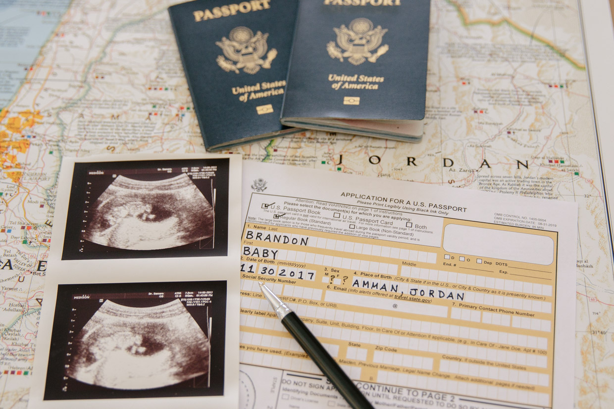 blog maternity announcement using passports and maps – Meagan's Moda